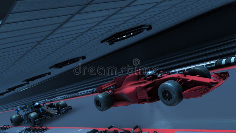 Formula 1 Car Race 3D Animation. Futuristic Theme Stock Illustration ...