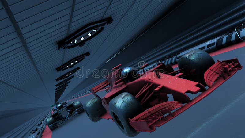 Formula 1 Car Race 3D Animation. Futuristic Theme Stock Illustration ...
