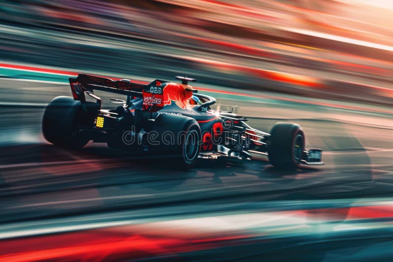 Formula 1 Car Racing on the Circuit Track while Driving at High Speed ...