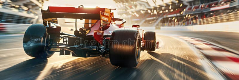 Formula 1 Car Racing on the Circuit Track while Driving at High Speed ...