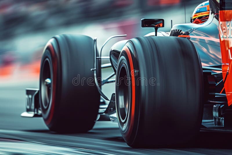 Formula 1 Car Racing on the Circuit Track while Driving at High Speed ...