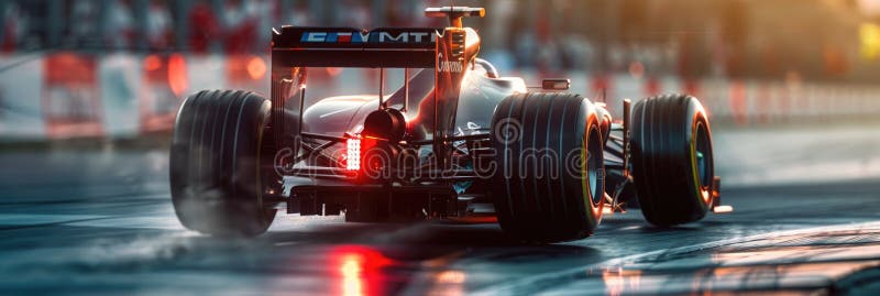 Formula 1 Car Racing on the Circuit Track while Driving at High Speed ...