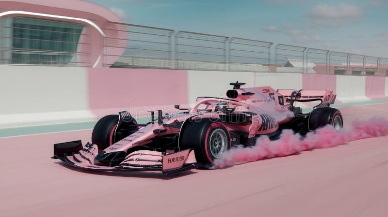 Formula 1 Car Racing on Pink Track with Number 44 on Wing Stock ...