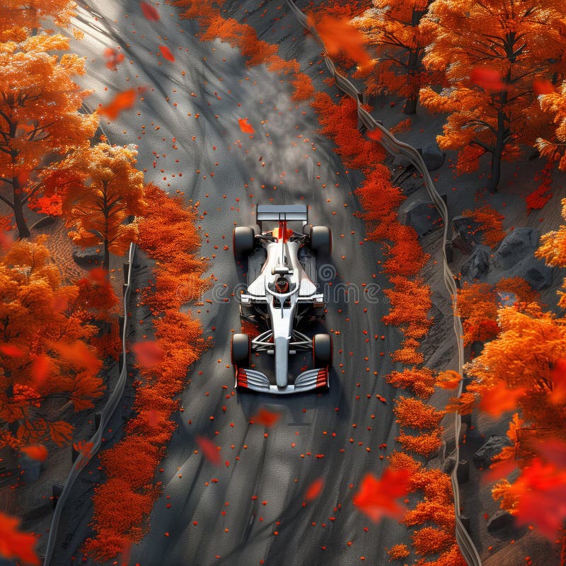 Formula 1, Car Rushes Along a Highway in the Forest Stock Illustration ...