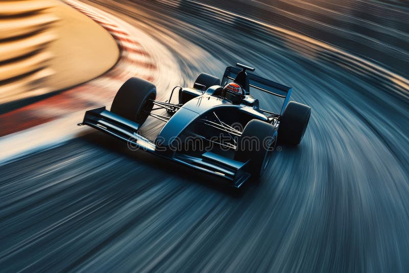 Formula 1 Car Speeding Around a Bend on a Track. Generative AI. Stock ...