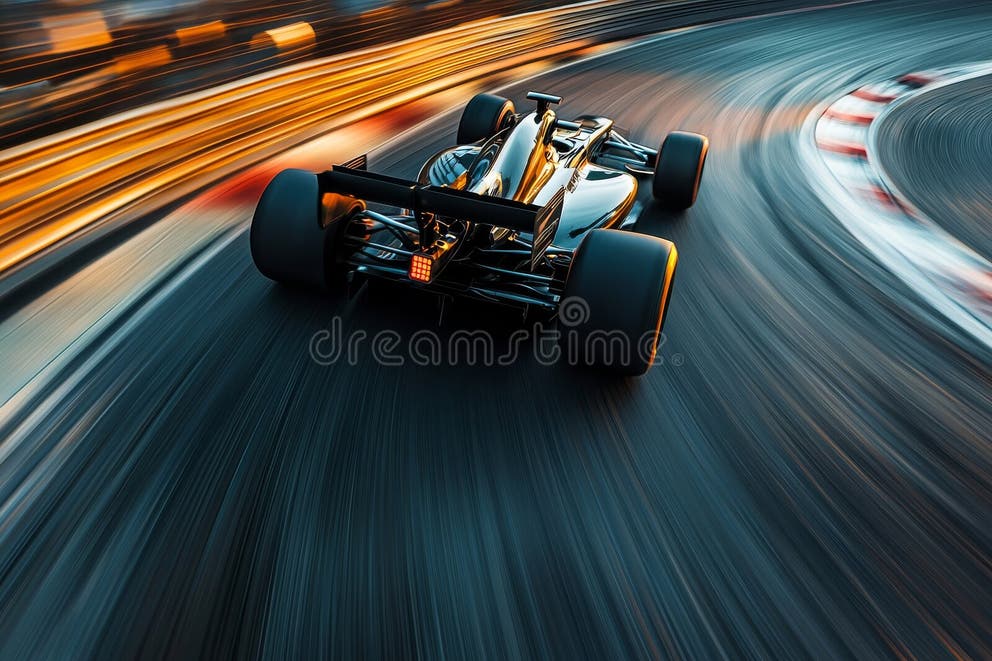 Formula 1 Car Speeding Around a Bend on a Track. Generative AI. Stock ...