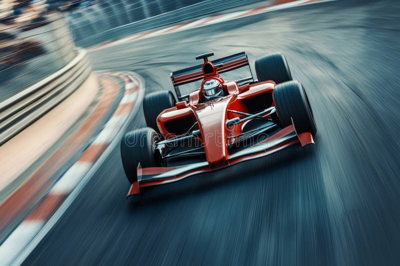 Formula 1 Car Speeding Around a Bend on a Track. Generative AI. Stock ...