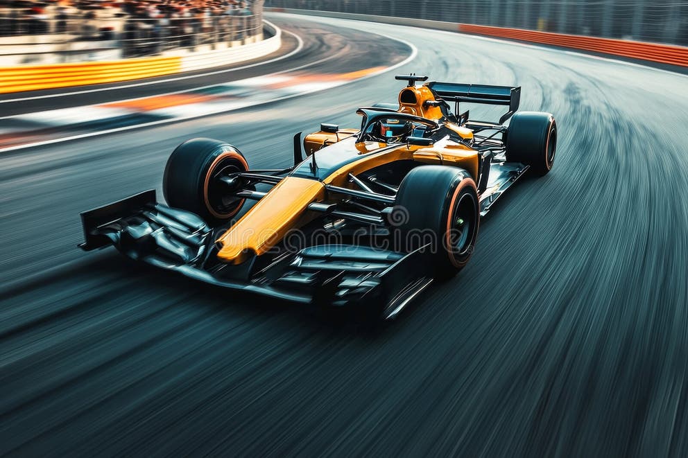 Formula 1 Car Speeding Around a Bend on a Track. Generative AI. Stock ...