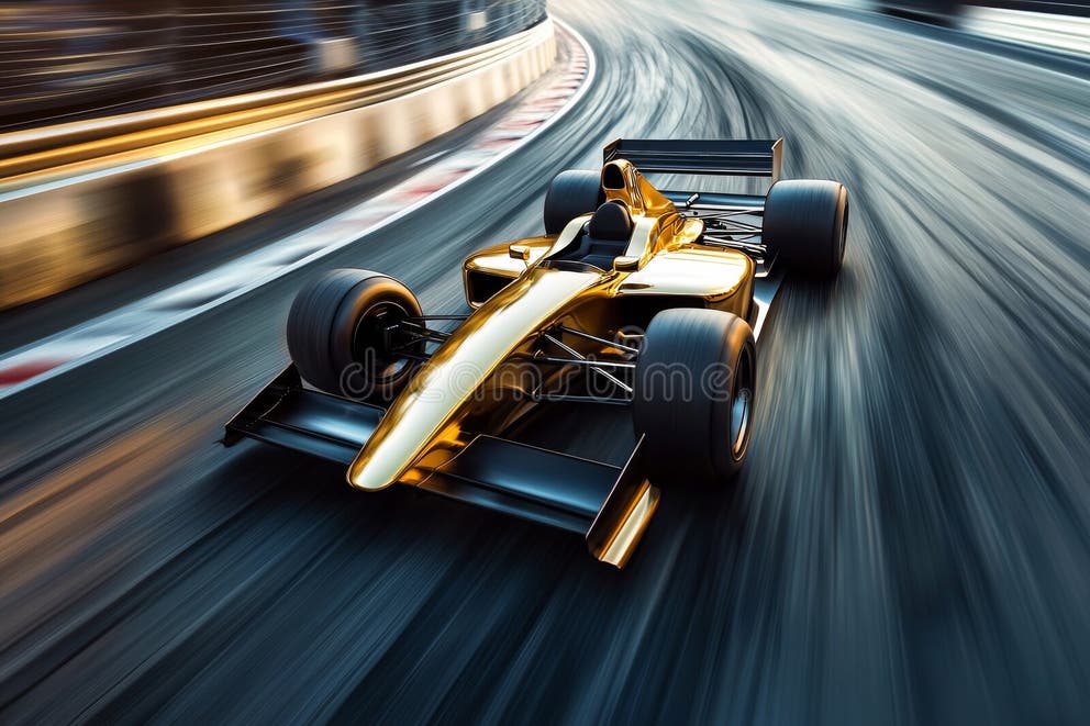 Formula 1 Car Speeding Around a Bend on a Track. Generative AI. Stock ...