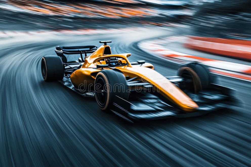 Formula 1 Car Speeding Around a Bend on a Track. Generative AI. Stock ...