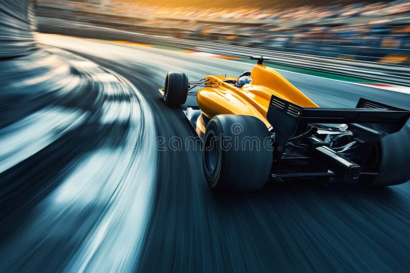 Formula 1 Car Speeding Around a Bend on a Track. Generative AI. Stock ...