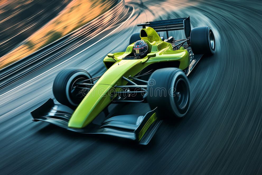Formula 1 Car Speeding Around a Bend on a Track. Generative AI. Stock ...