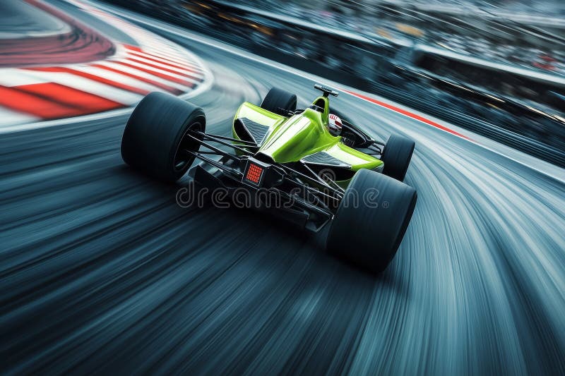 Formula 1 Car Speeding Around a Bend on a Track. Generative AI. Stock ...