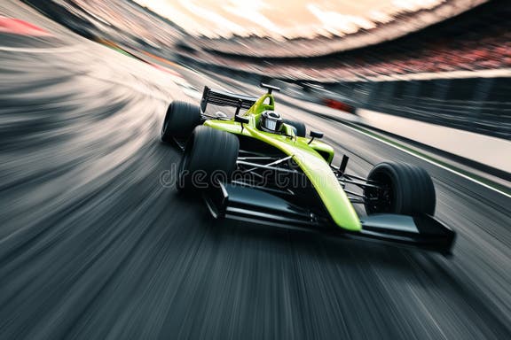 Formula 1 Car Speeding Around a Bend on a Track. Generative AI. Stock ...