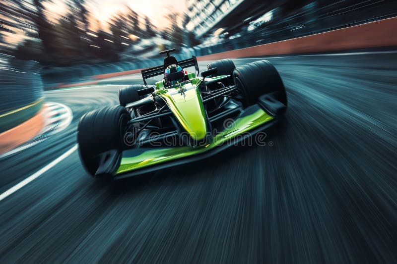 Formula 1 Car Speeding Around a Bend on a Track. Generative AI. Stock ...