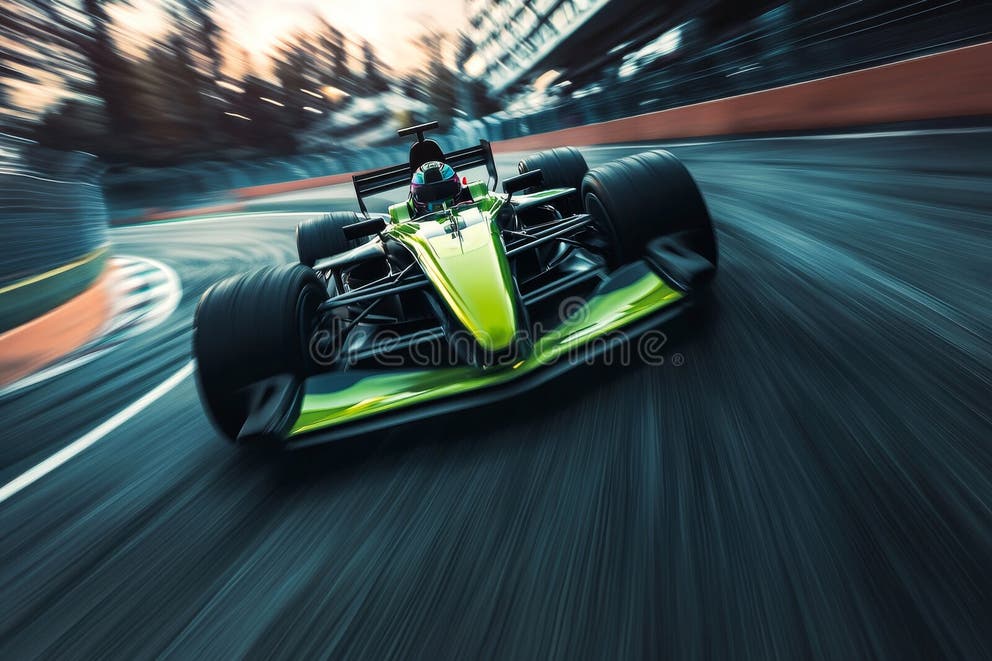 Formula 1 Car Speeding Around a Bend on a Track. Generative AI. Stock ...