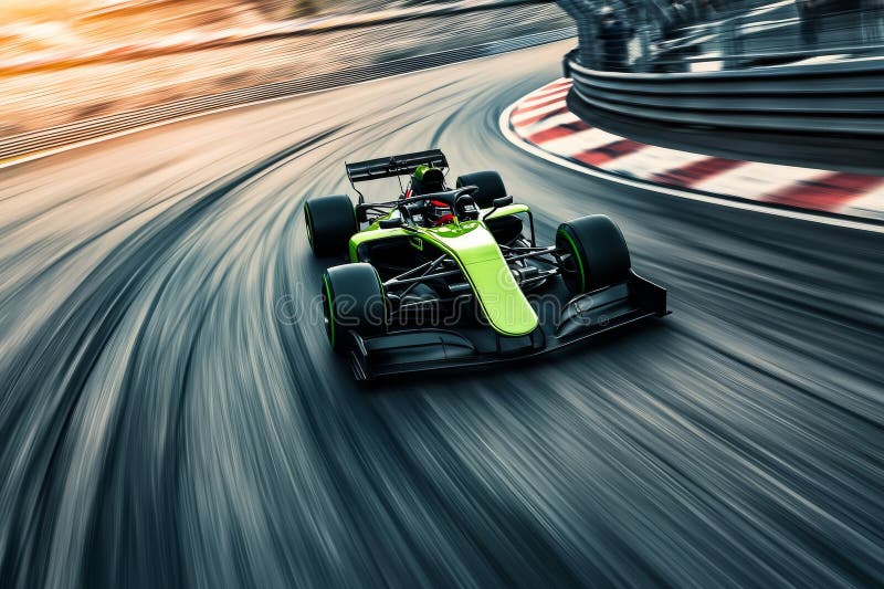 Formula 1 Car Speeding Around a Bend on a Track. Generative AI. Stock ...