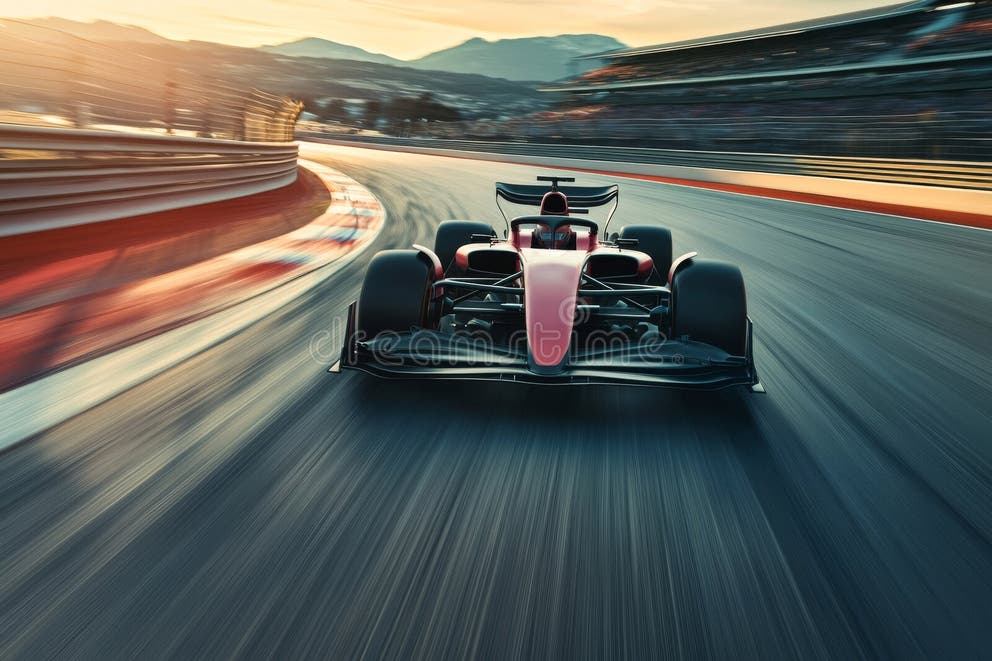 Formula 1 Car Speeding Around a Bend on a Track. Generative AI. Stock ...