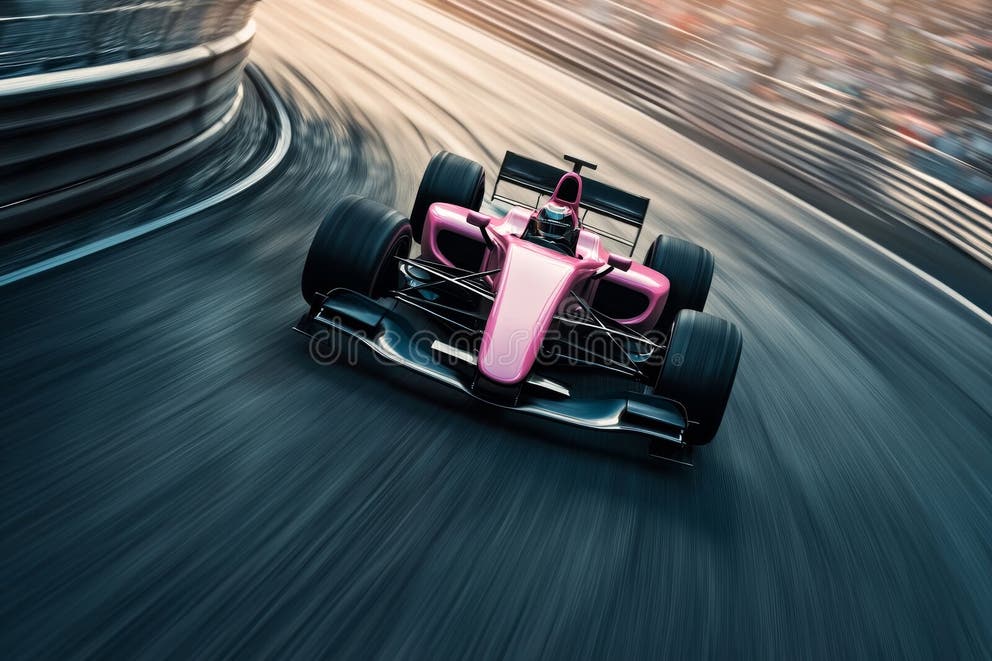 Formula 1 Car Speeding Around a Bend on a Track. Generative AI. Stock ...