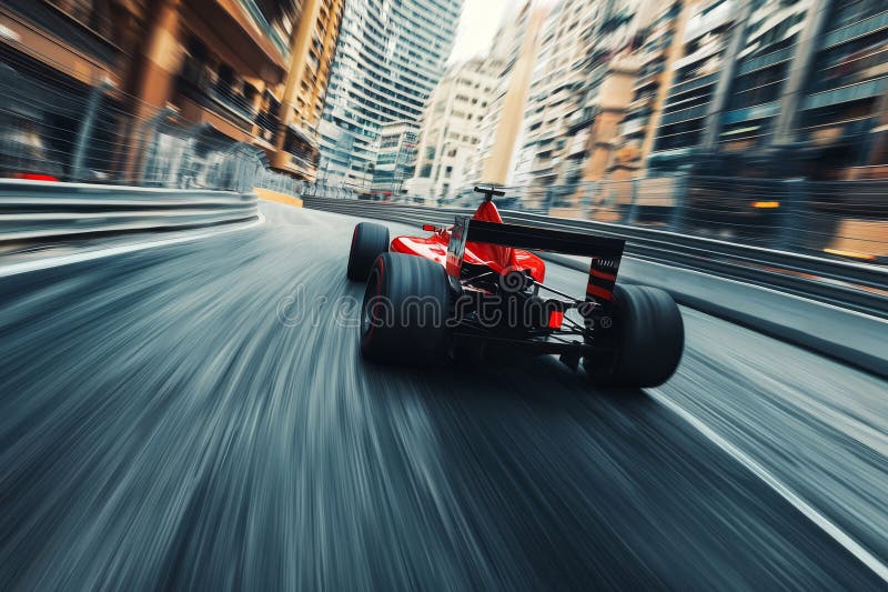Formula 1 Car Speeding Around a Bend on a Track. Generative AI. Stock ...