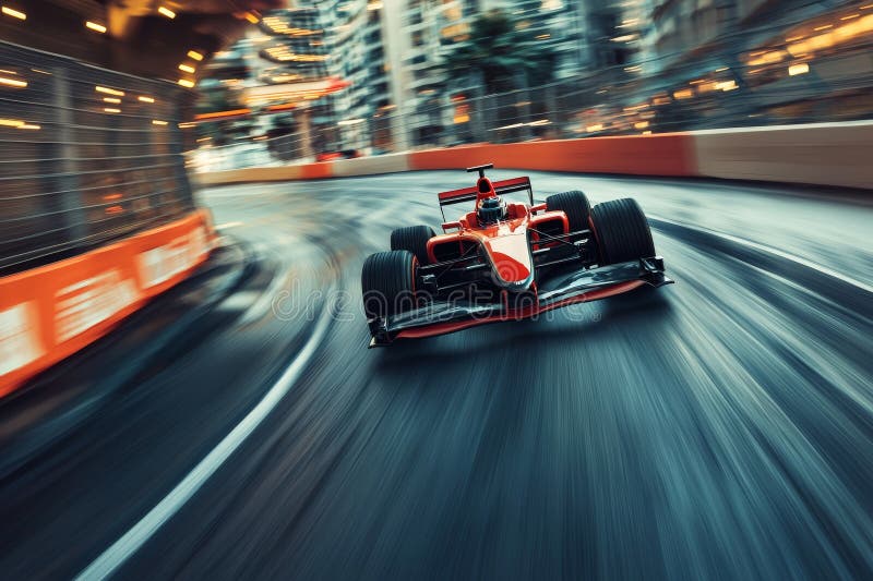 Formula 1 Car Speeding Around a Bend on a Track. Generative AI. Stock ...