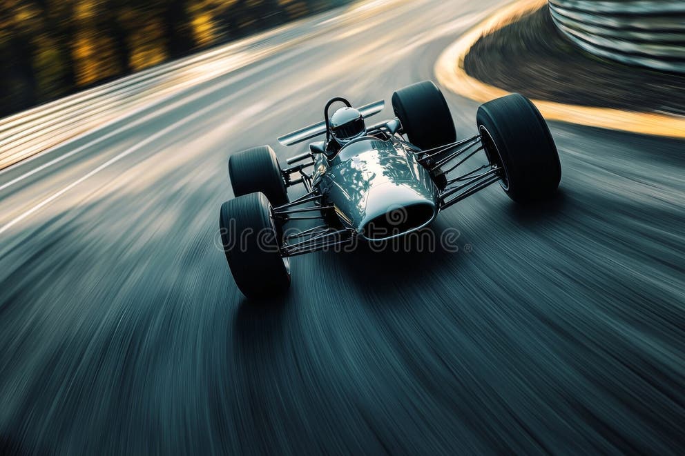 Formula 1 Car Speeding Around a Bend on a Track. Generative AI. Stock ...