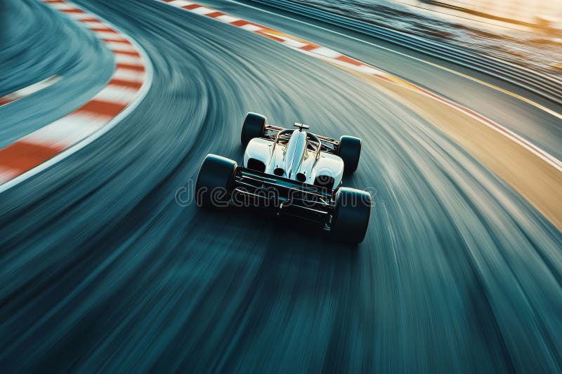 Formula 1 Car Speeding Around a Bend on a Track. Generative AI. Stock ...