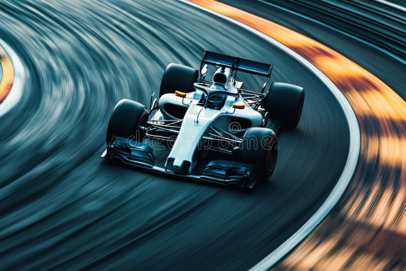Formula 1 Car Speeding Around a Bend on a Track. Generative AI. Stock ...