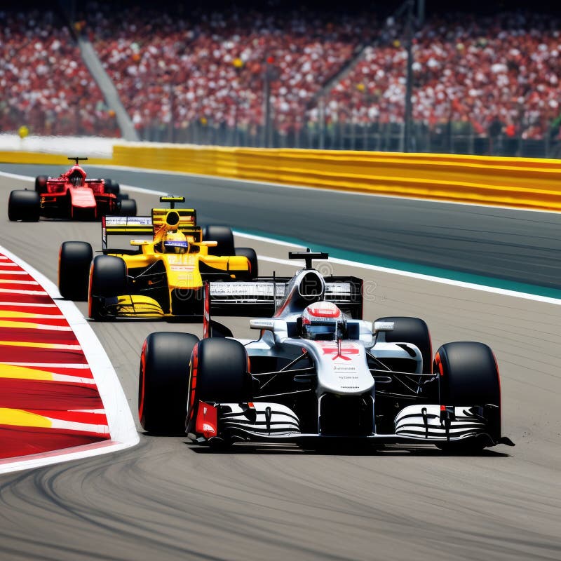 Formula 1 Cars in Full Throttle on the Race Track, Speed Symphony Stock ...