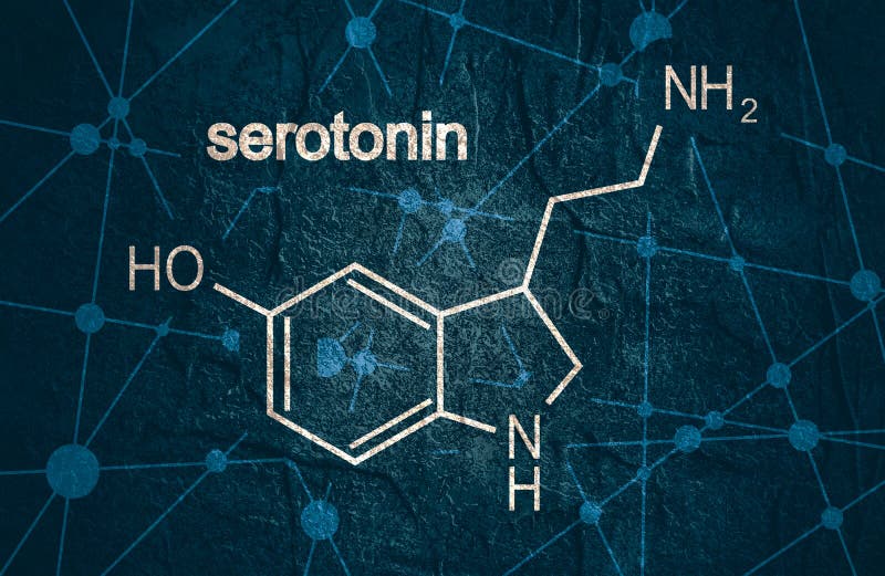 Serotonin Structural Chemical Formula, Chalk Drawing on a Blackboard ...
