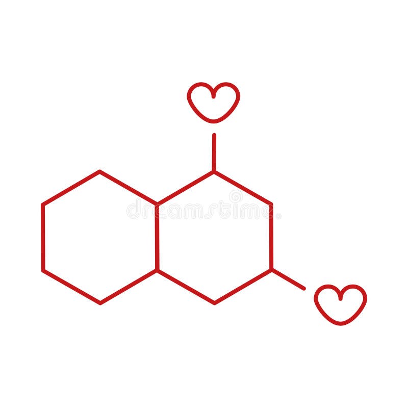 Formula of Love. Red Molecule Formula Icon in Naive Style Stock Vector ...