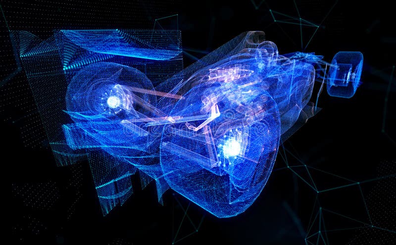 Formula One Bolide. Particles Formation Car Virtual Model. Digital Car ...