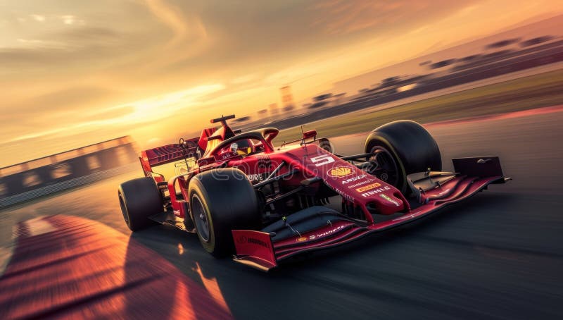 Formula One Car Go Fast at the Raceway during Sunset Stock Photo ...