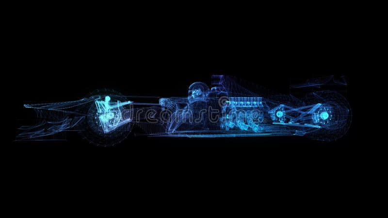 Formula One. Glow Points, Line and Mesh Formation of 3d Model Formula ...