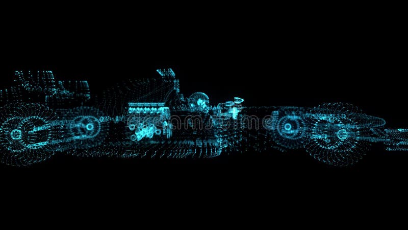 Formula One. Glow Points, Line and Mesh Formation of 3d Model Formula ...