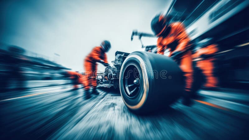 Formula 1 Pit Crew in Action Changing a Tire with Speed and Precision ...