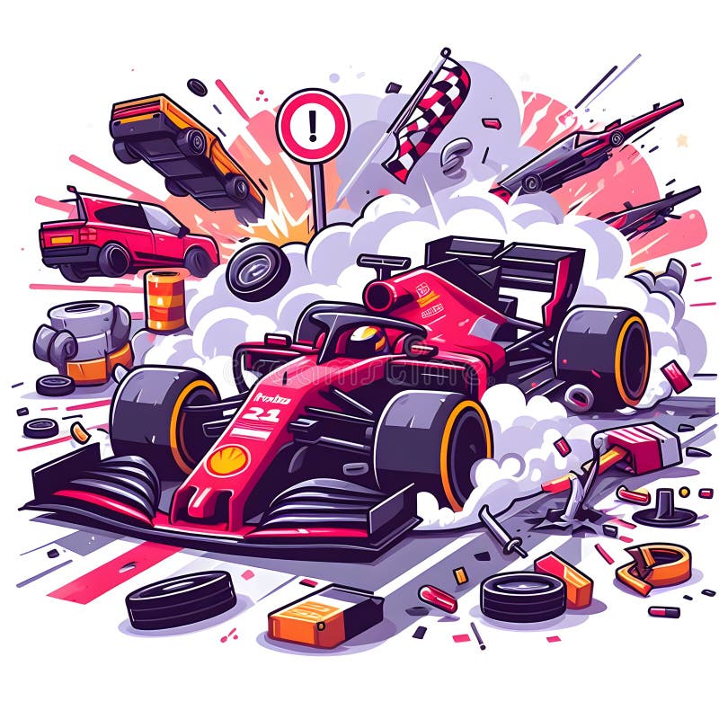 Formula Race Car Broke Crash Illustration Stock Illustration ...