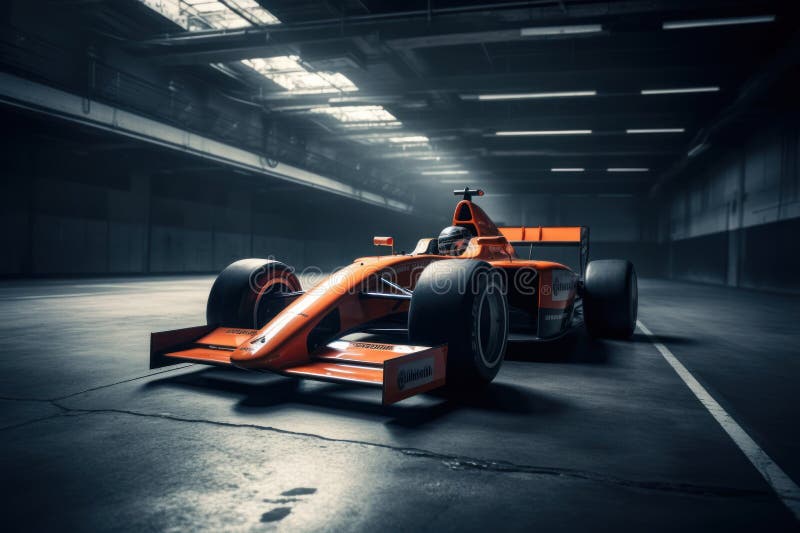 Formula 1 Racing Car in Custom Garage Stock Illustration - Illustration ...