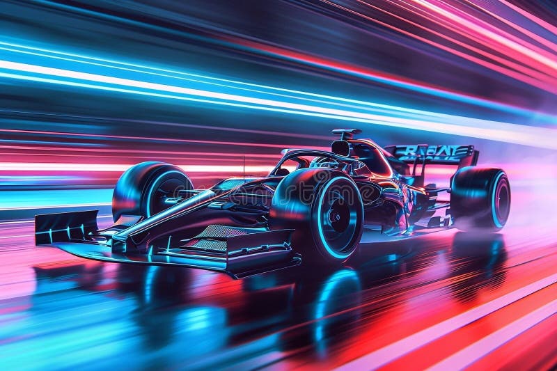 Formula Race Car with Motion Blurred Background. Stock Illustration ...