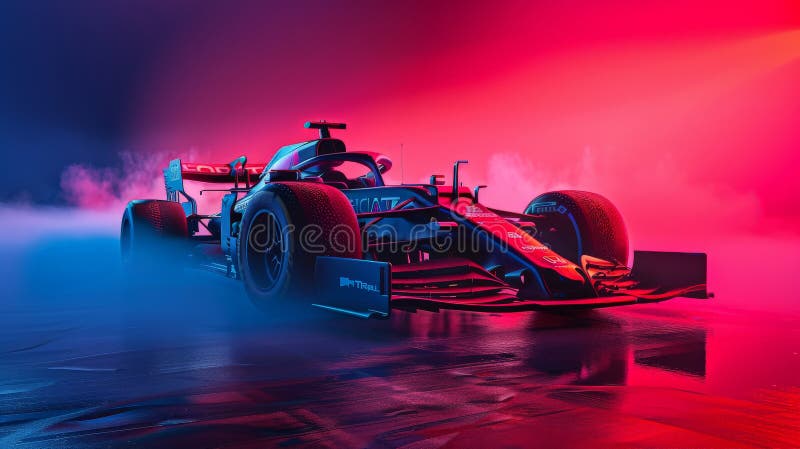 Formula 1 Race Car in a Neon Glow Stock Illustration - Illustration of ...