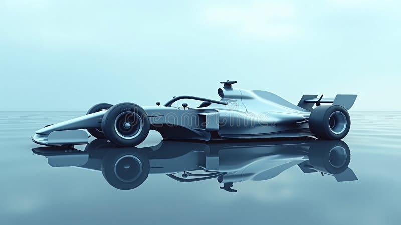 Formula 1 Race Car on Reflective Surface Stock Illustration ...