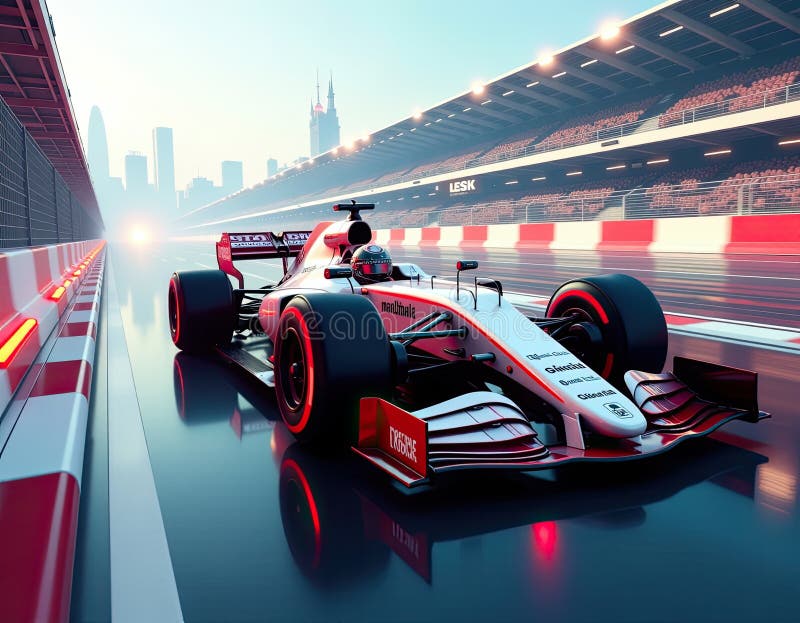 Formula 1 Race Car Speeding on City Track Stock Illustration ...