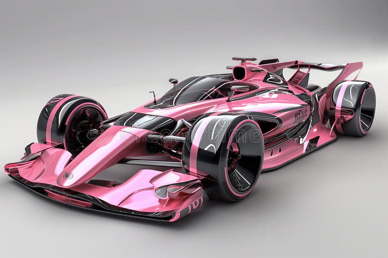 Formula 1 Race Car on the Track in Pink Color. Stock Illustration ...