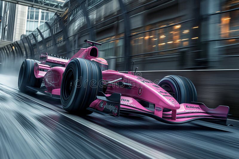 Formula 1 Race Car on the Track in Pink Color. Stock Illustration ...