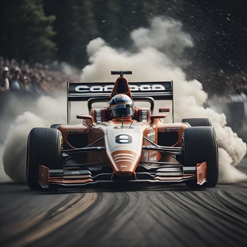 A Formula 1 Race Car on Track with Smoke. Generative Ai Stock ...