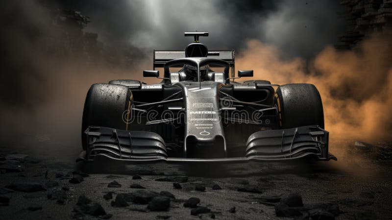 Formula 1 Racing Car Coming Out of Smoke Stock Illustration ...
