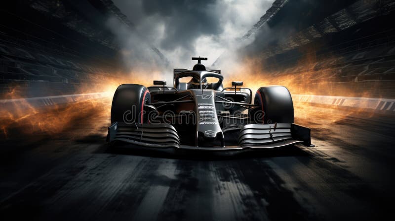 Formula 1 Racing Car Coming Out of Smoke Stock Illustration ...