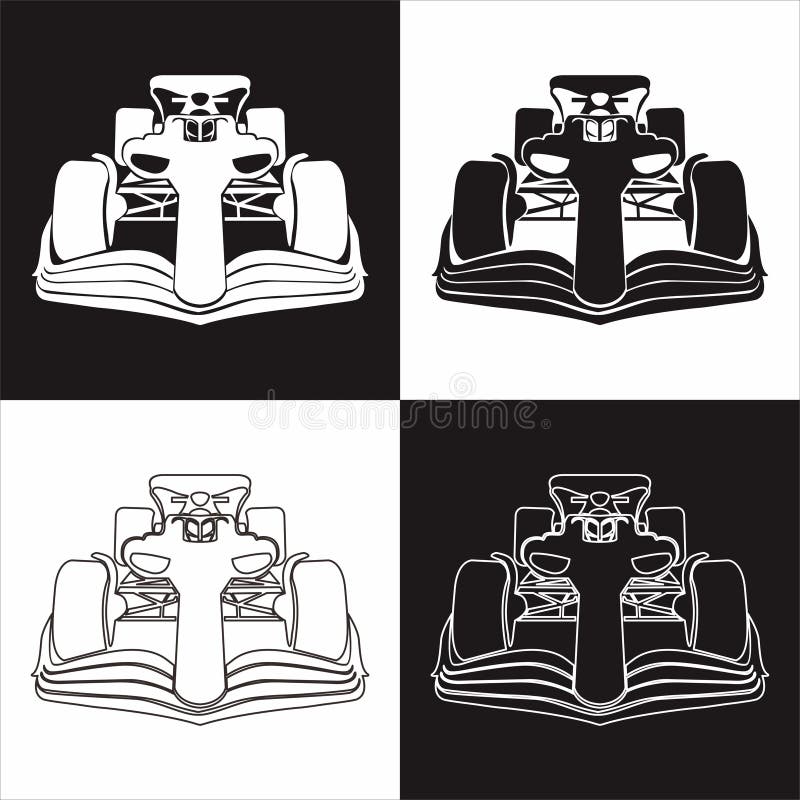 Formula Racing Car Front View, Isolated Vector Silhouette. Stock Vector ...