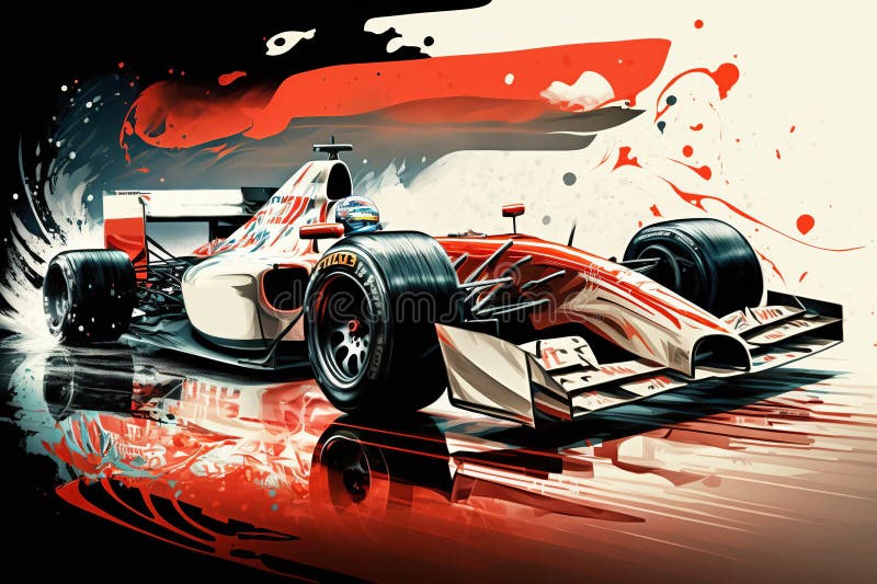 Formula 1 Racing Red Car. Colorful Abstract Stock Illustration ...