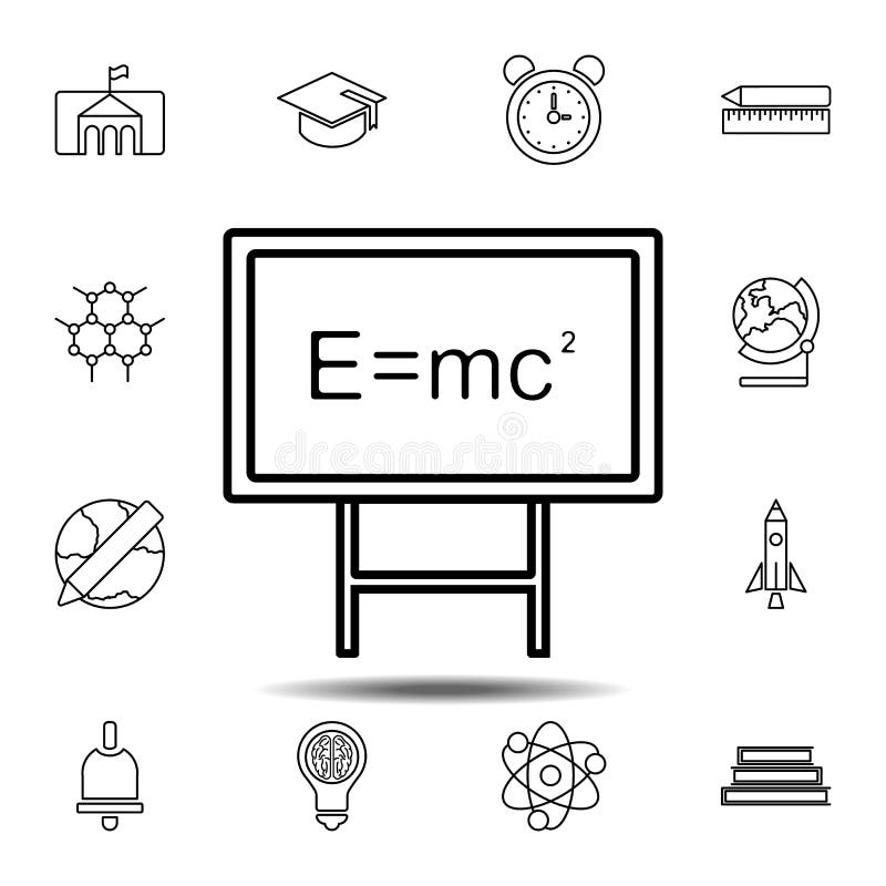 Formula on the School Board Icon in Different Shapes. Simple Thin Line ...